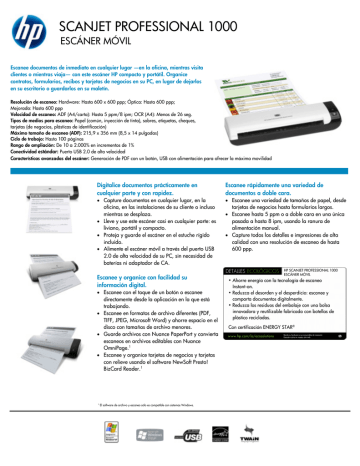Manual de usuario Escáner móvil HP SCANJET PROFESSIONAL 1000 | Manualzz