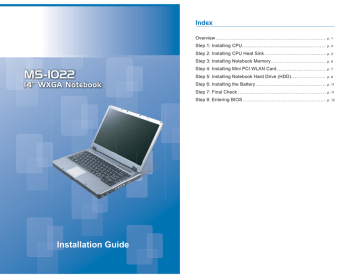 MSI MS-1022 14" WXGA Notebook Installation Guide | Manualzz