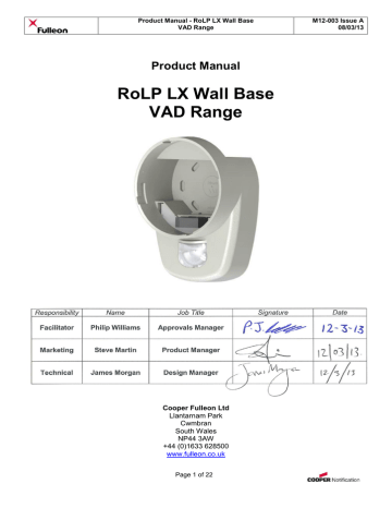 RoLP LX Wall Base Product Manual | Manualzz
