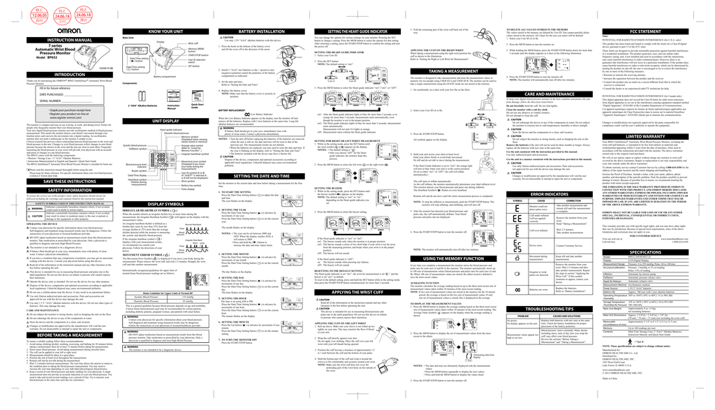 Omron 7 Series BP652 User Manual Manualzz