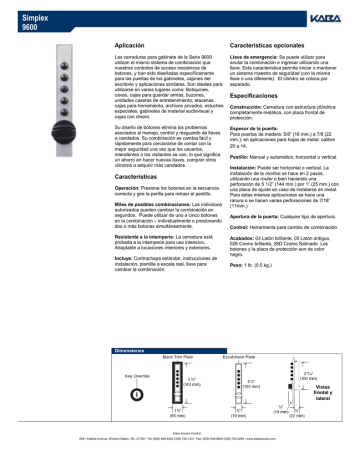 Dormakaba Simplex 9600 Specification | Manualzz