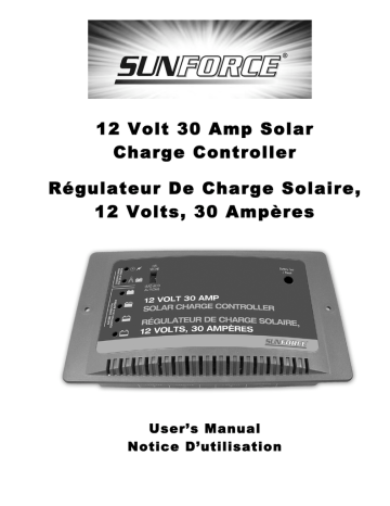 Sunforce 30 Amp, 12-Volt Solar Charge Controller manual | Manualzz