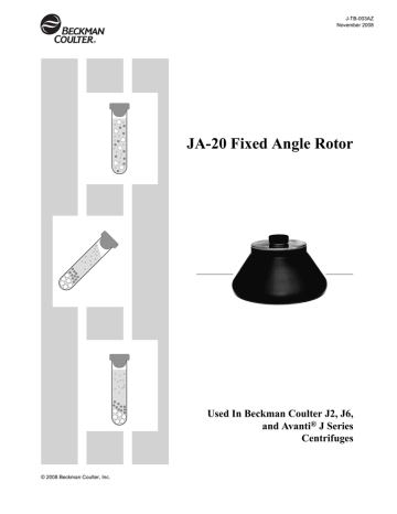 Beckman Coulter JA-20 Fixed Angle Rotor User Manual | Manualzz