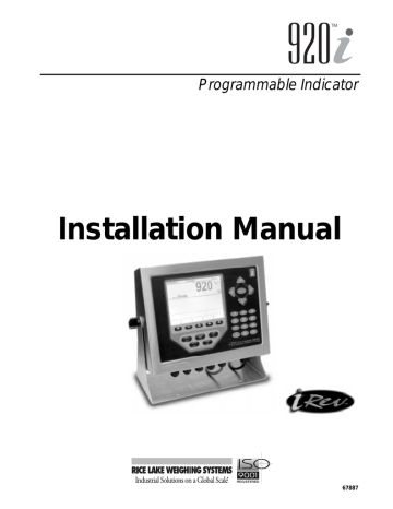 Rice Lake 920i Digital Weight Indicator Installation Manual | Manualzz