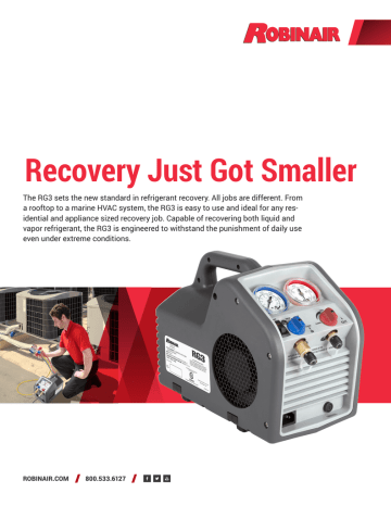 Robinair RG3 Refrigerant Recovery Tool User manual | Manualzz