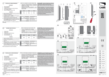Came DIR 10, DIR 20, DIR 30 Infrared Beam Photocells User Manual | Manualzz