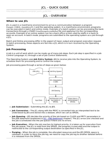 JCL Quick Guide - IBM Mainframe JCL Tutorials | Manualzz