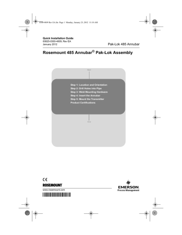 Rosemount 485 Pak-Lok Annubar Quick Installation Guide | Manualzz