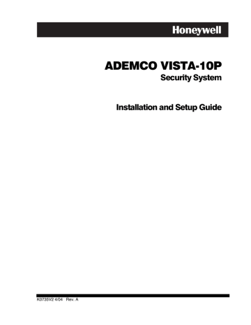 ADEMCO Vista-10P Installation And Setup Manual | Manualzz