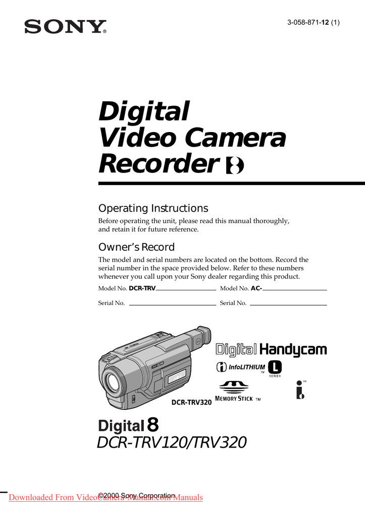 Sony DCR-TRV120 User Guide Manual Pdf | Manualzz