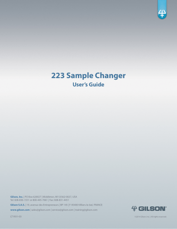 Gilson 223 Sample Changer User Guide | Manualzz