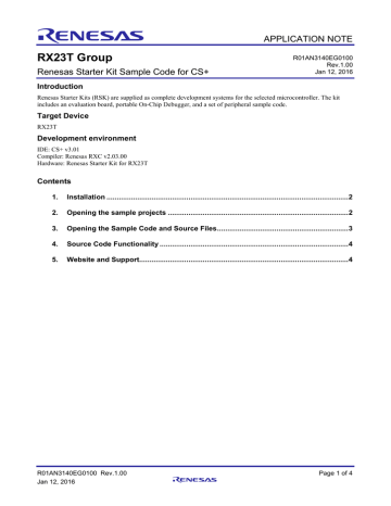 Starter Kit RX23T RSK Application Note | Manualzz