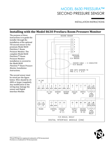 TSI 8630 Second Pressure Sensor Installation Instructions | Manualzz
