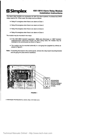 Simplex 4001-9810 Installation instructions | Manualzz