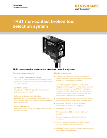 Renishaw TRS1 non-contact broken tool detection system Data Sheets | Manualzz
