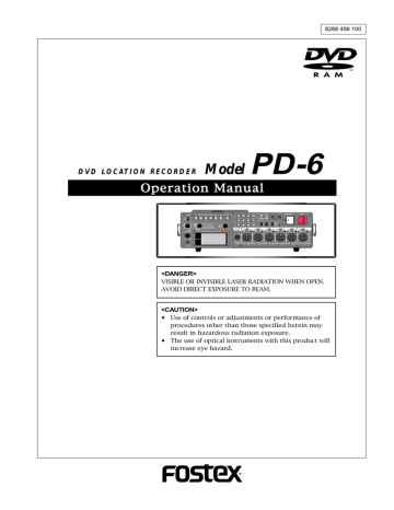 Fostex PD-6 Operation Manual | Manualzz
