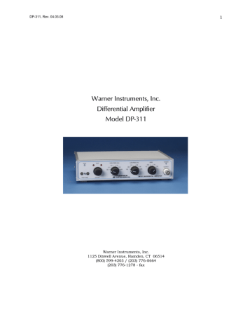 Warner Instruments DP-311A Differential Amplifier Manual | Manualzz