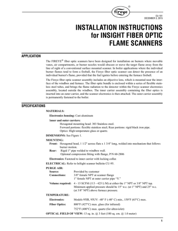 Fireye Fiber Optic Insight Scanners Installation Instructions | Manualzz