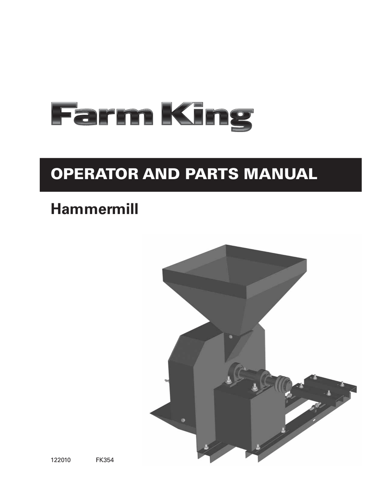 Farm King Hammermill FK354 Operator And Parts Manual | Manualzz