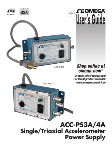 ACC-PS3A, ACC-PS4A Accelerometer Power Supply User Guide | Manualzz
