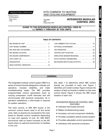 Integrated Modular Control L series 3 through 30 ton units User Manual ...