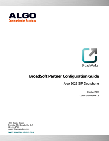 Algo 8028 SIP Doorphone Partner Configuration Guide | Manualzz