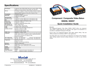 MuxLab Component-Composite Video Balun Installation guide | Manualzz
