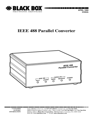 IEEE 488 Parallel Converter IC094A User Manual | Manualzz