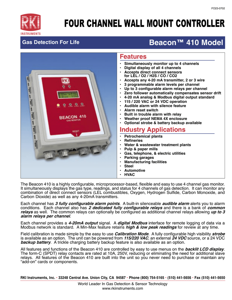 no sensors two channel controller by RKI Instruments 115 VAC Beacon 200 tillescenter Gas ...