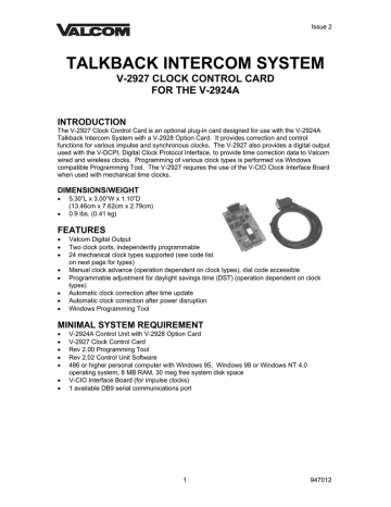 Valcom V-2924A User manual | Manualzz