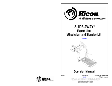 Ricon Slide-Away Wheelchair Lift Operator Manual | Manualzz