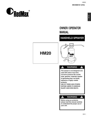 RedMax 2 Gallon Handheld Sprayer Operator’s manual | Manualzz