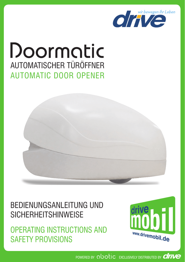 Drive mobil doormatic Operating Instructions And Safety Manual | Manualzz