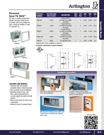 Arlington TVBS505 install manual | Manualzz