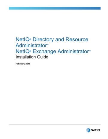 NetIQ Directory and Resource Administrator, Exchange Administrator ...
