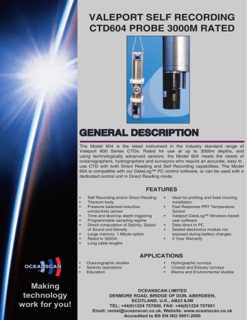 Valeport 600 604 CTD Datasheet | Manualzz