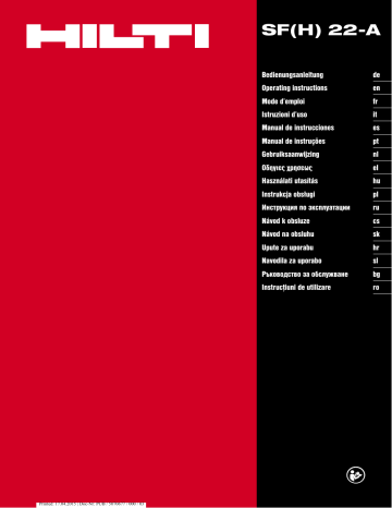 Hilti SF 22-A & SFH 22-A Cordless Drill/Driver Operating Instructions ...