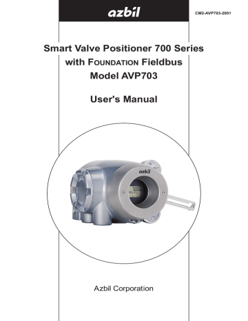 Azbil 700 Series AVP703 Smart Valve Positioner User's Manual | Manualzz