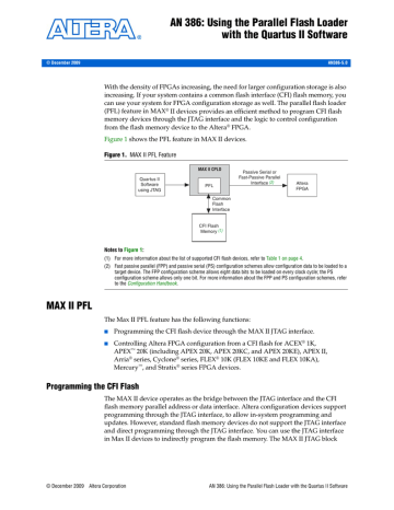 Altera MAX II PFL, Parallel Flash Loader, Application Note | Manualzz