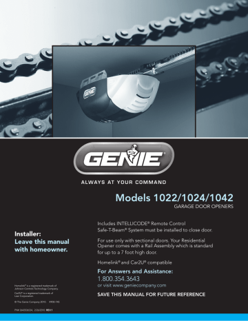 Genie BeltLift 600, Intellicode 1024, 1042, Intellicode 1022 Manual de ...
