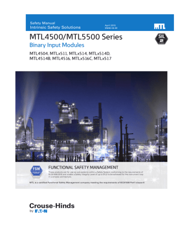 MTL Binary Input Modules MTL4500 MTL4504, MTL4500 MTLx511, MTL4500 ...