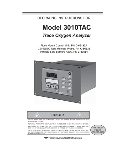 Teledyne 3010TAC Split architecture trace oxygen analyzer Instruction ...