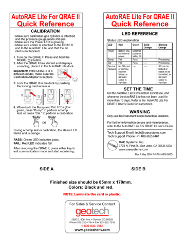 AutoRAE Lite For QRAE II Quick Reference | Manualzz