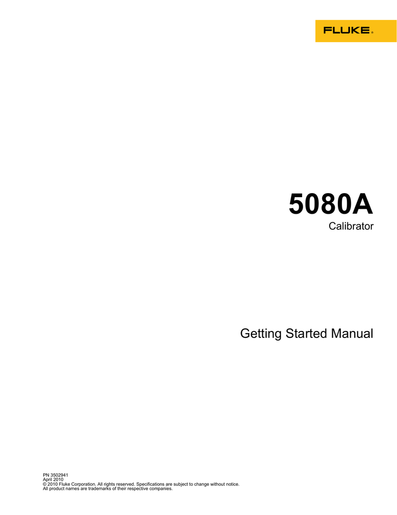 Fluke Calibration 5080A High Compliance Multi-Product Calibrator Getting Started | Manualzz
