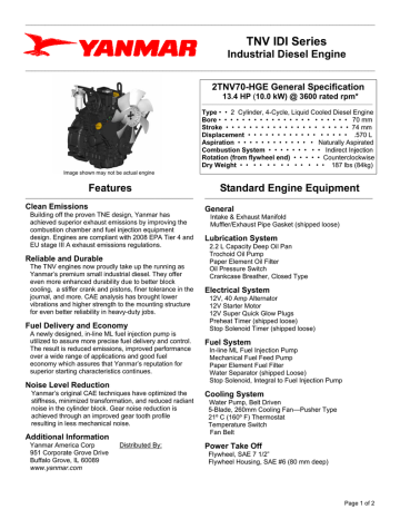 Yanmar 2TNV70-HGE General Specification | Manualzz