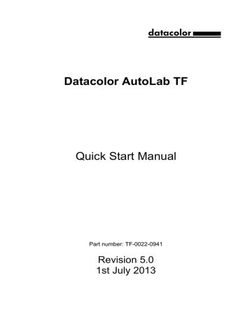 Datacolor AutoLab TF Quick Start Manual | Manualzz