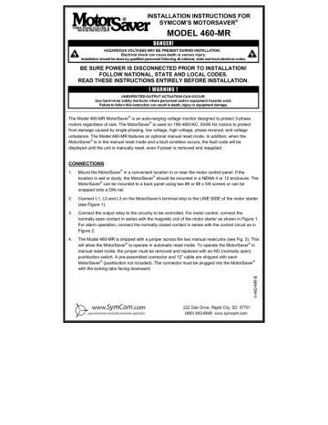 SymCom MotorSaver 460-MR Installation Instructions | Manualzz