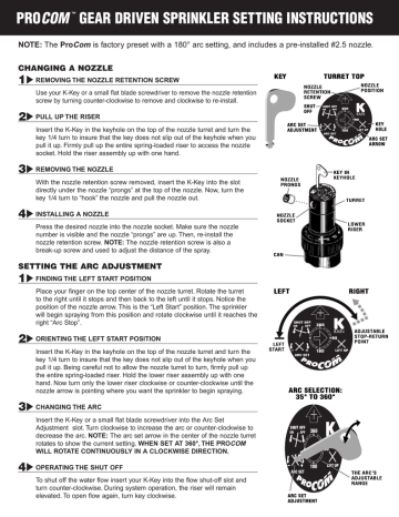 K-RAIN ProCom Gear Driven Setting Instructions | Manualzz