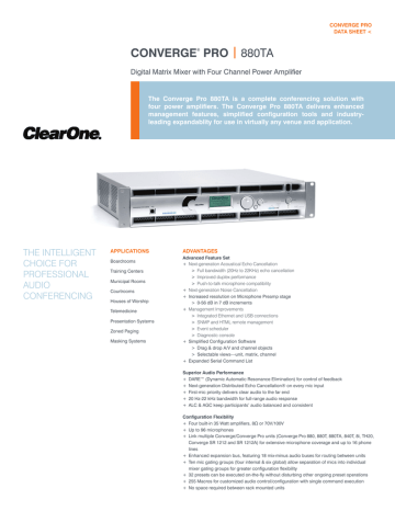 ClearOne Converge Pro 880TA Datasheet | Manualzz