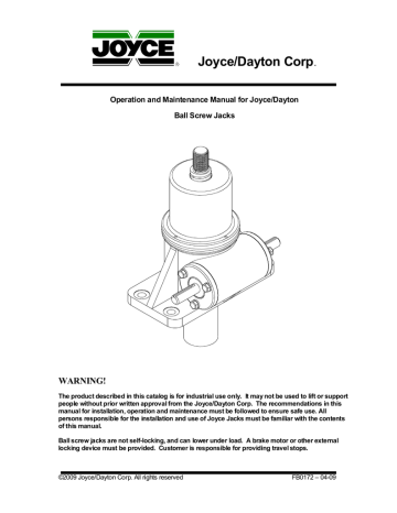 Joyce Ball Screw Jacks Manual | Manualzz